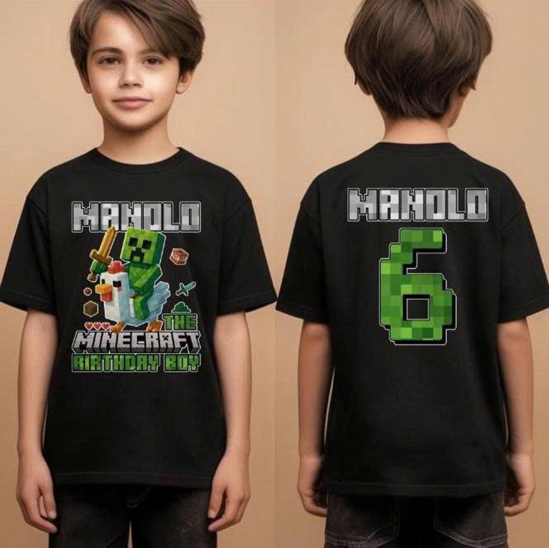 Custom Minecraft Birthday T-shirt – Custom Name & Number – Gamer Boy ...