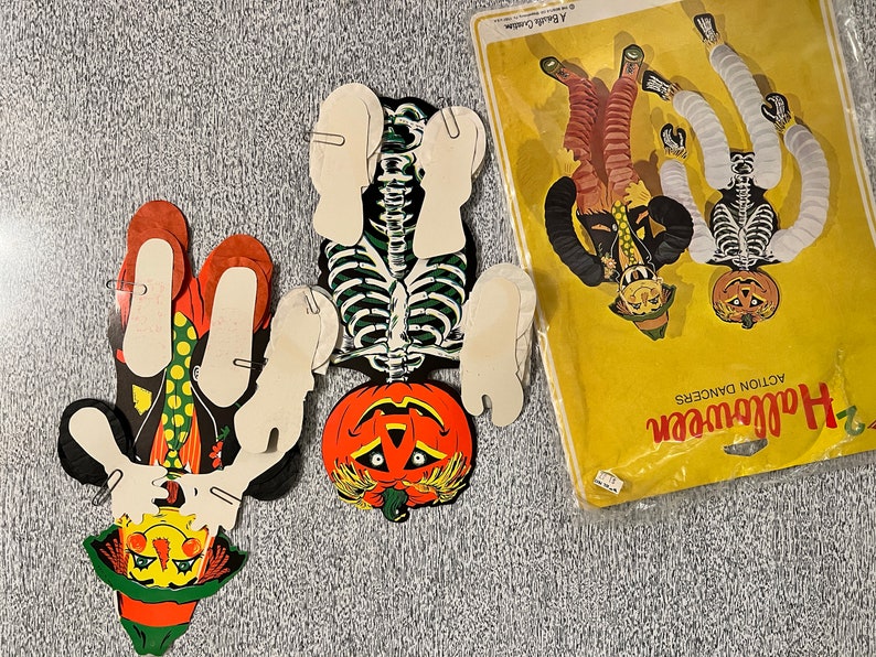 Vintage Pair Beistle Halloween Die Cut Action Dancers Decor, Scarecrow ...