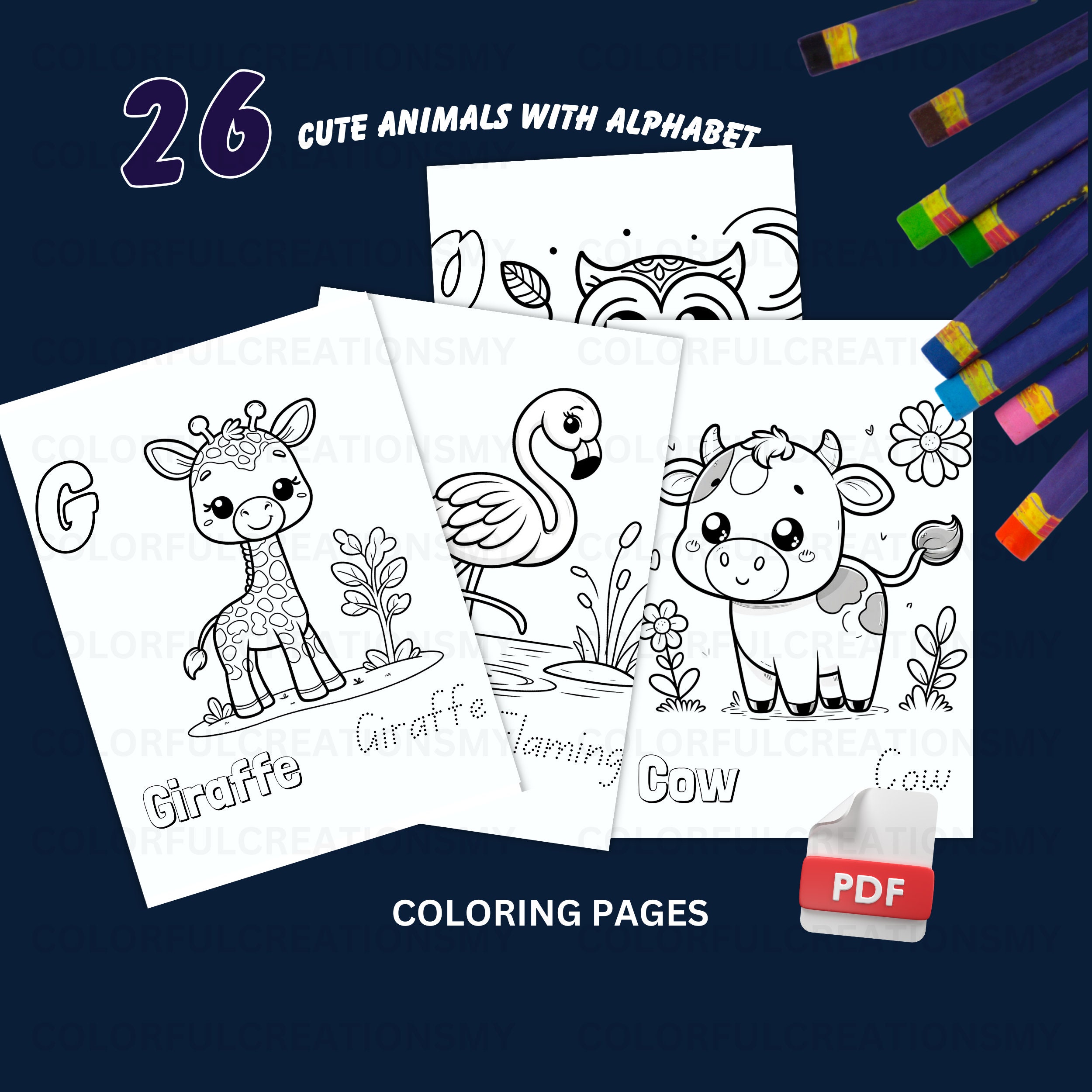 Cute Animal Coloring & Letter Tracing| Alphabet Coloring Book| Engaging ...