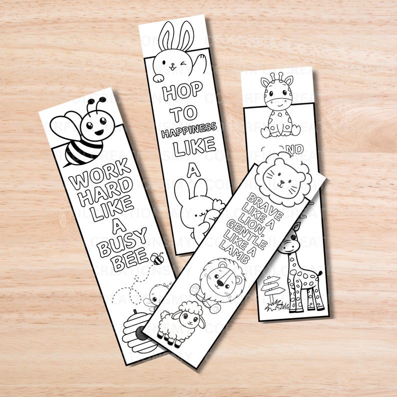 Printable Animal-themed Coloring Bookmarks With Motivational Quotes ...