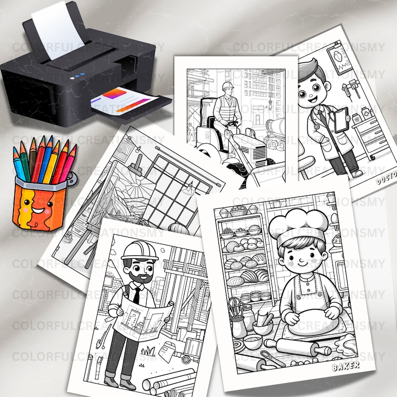 36 Occupation Coloring Pages for Kids - Digital Download, Educational ...