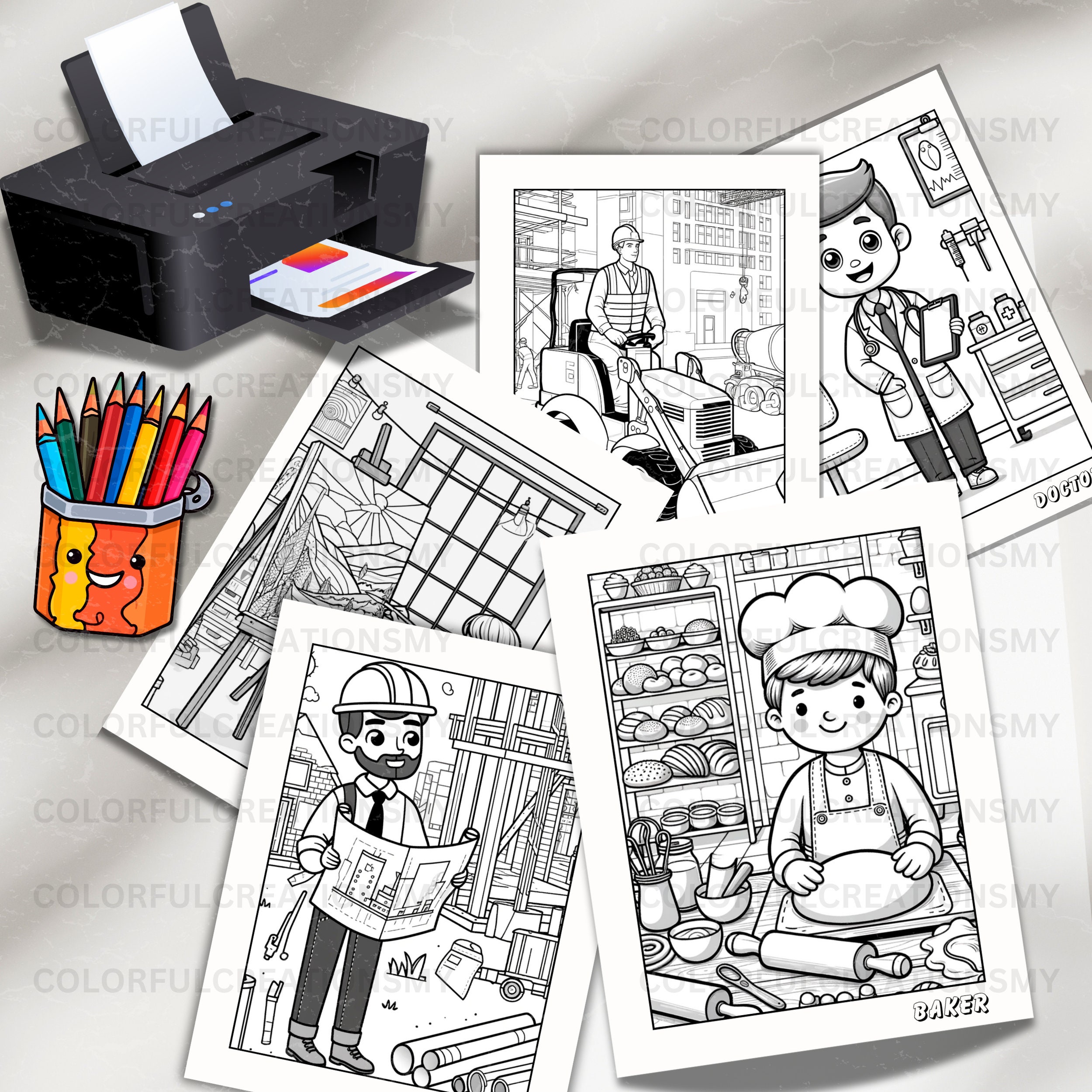 36 Occupation Coloring Pages for Kids Digital Download, Educational ...