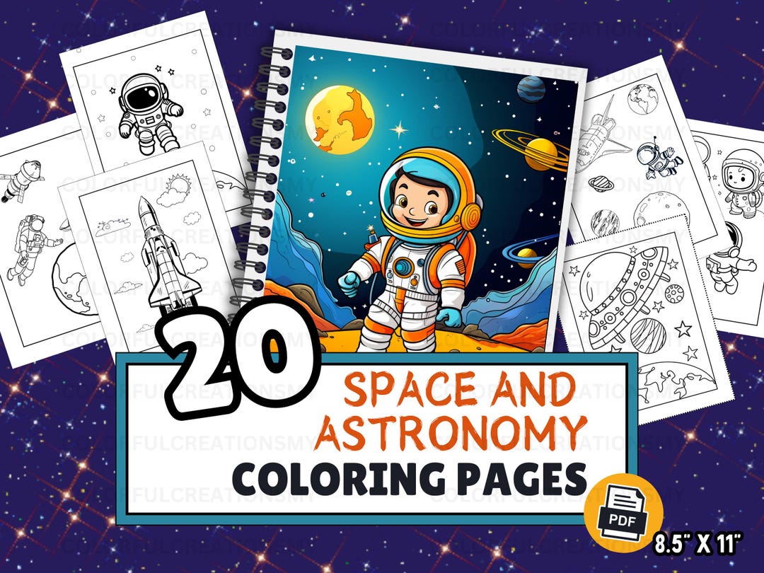 Space and Astronomy Coloring Pages for Kids Aged 5-8, 20 Printable PDF ...