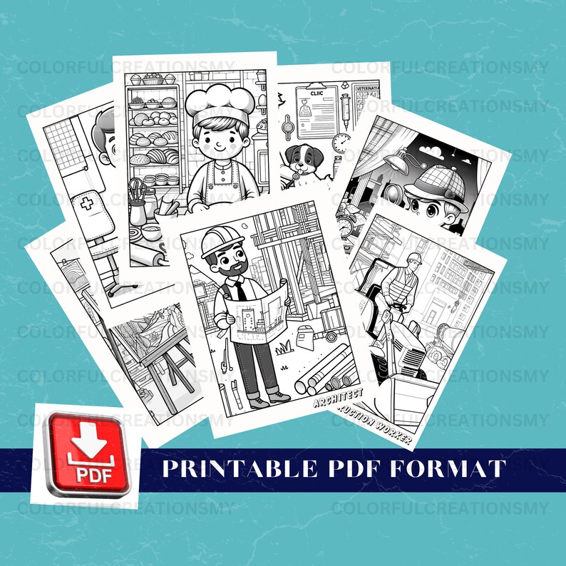 36 Occupation Coloring Pages for Kids Digital Download, Educational ...
