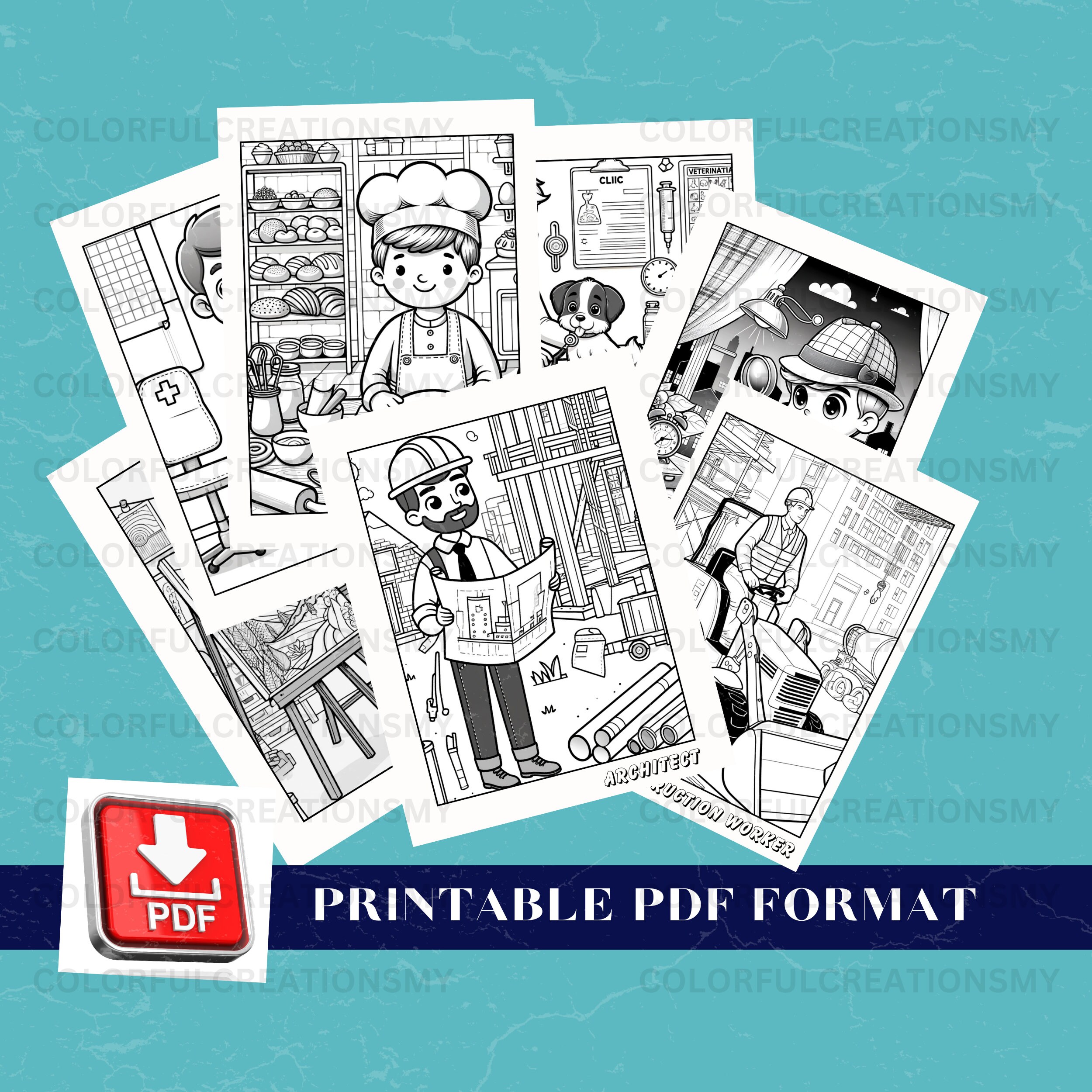 36 Occupation Coloring Pages for Kids Digital Download, Educational ...