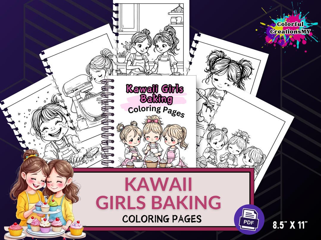 Kawaii Girls Baking Coloring Pages, 20 Adorable Girls Baking Coloring ...