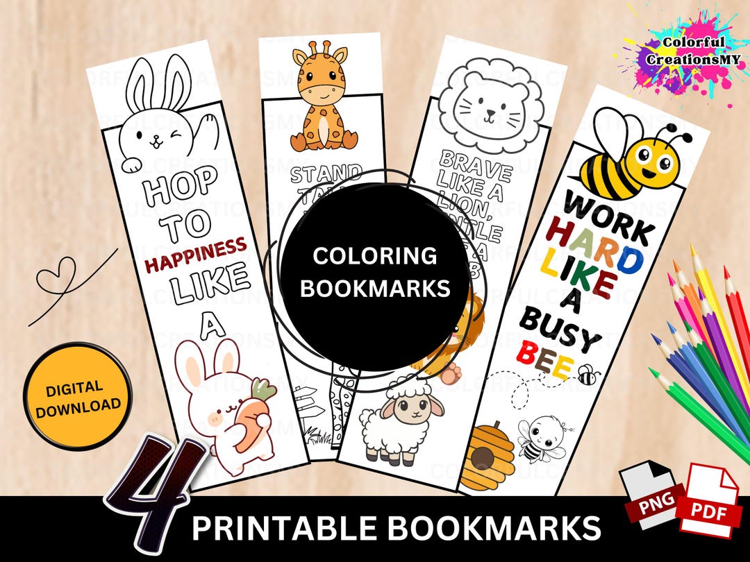 Printable Animal-themed Coloring Bookmarks With Motivational Quotes ...