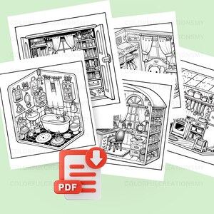 The Miniature Pocket Room Coloring Pages for Kids – 15 Whimsical Tiny ...