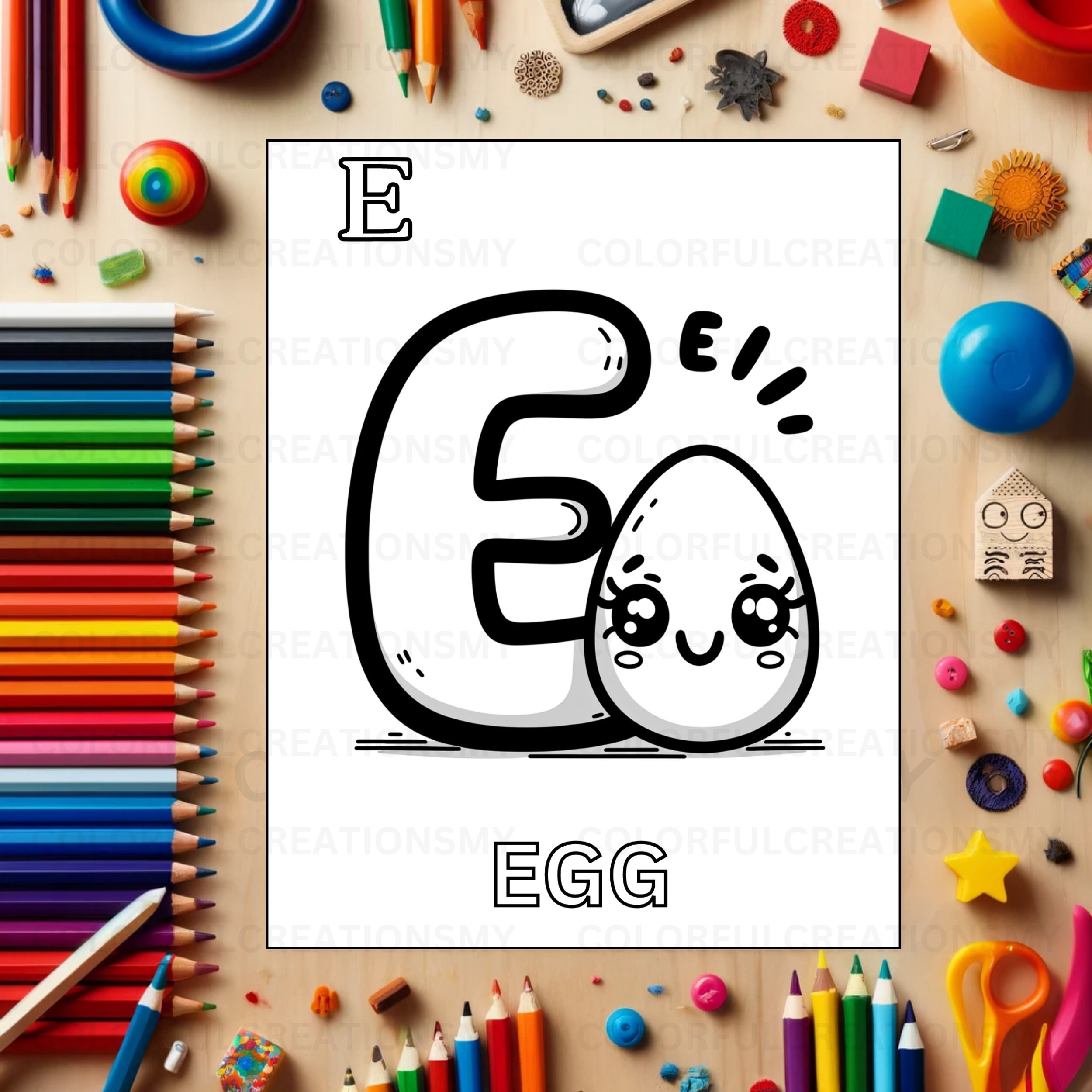 Kids Learn & Color Digital Book ABC Food Theme PDF Fun Educational ...