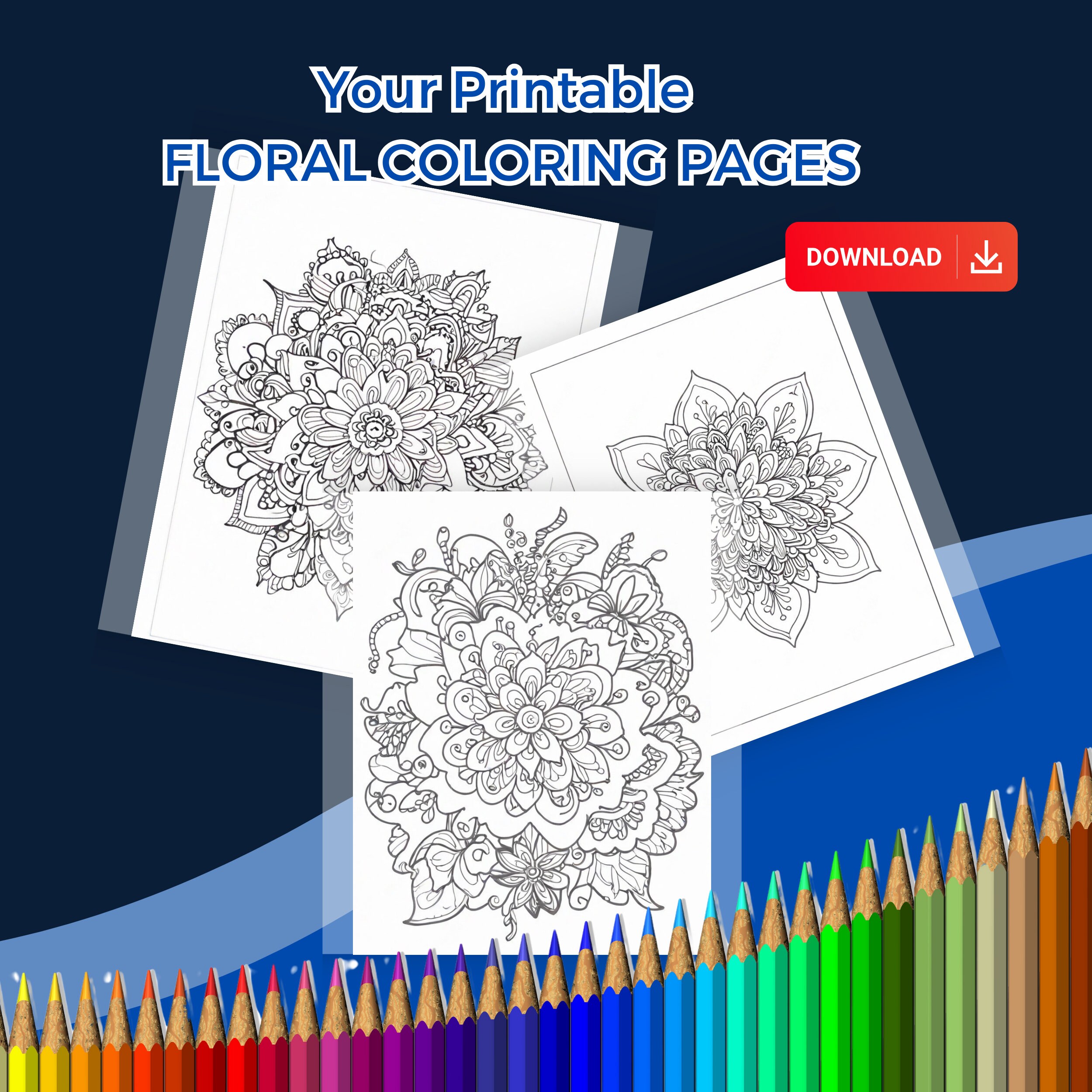 Stress-relief Floral Mandalas Coloring Pages : 100 Unique Pages for Art ...