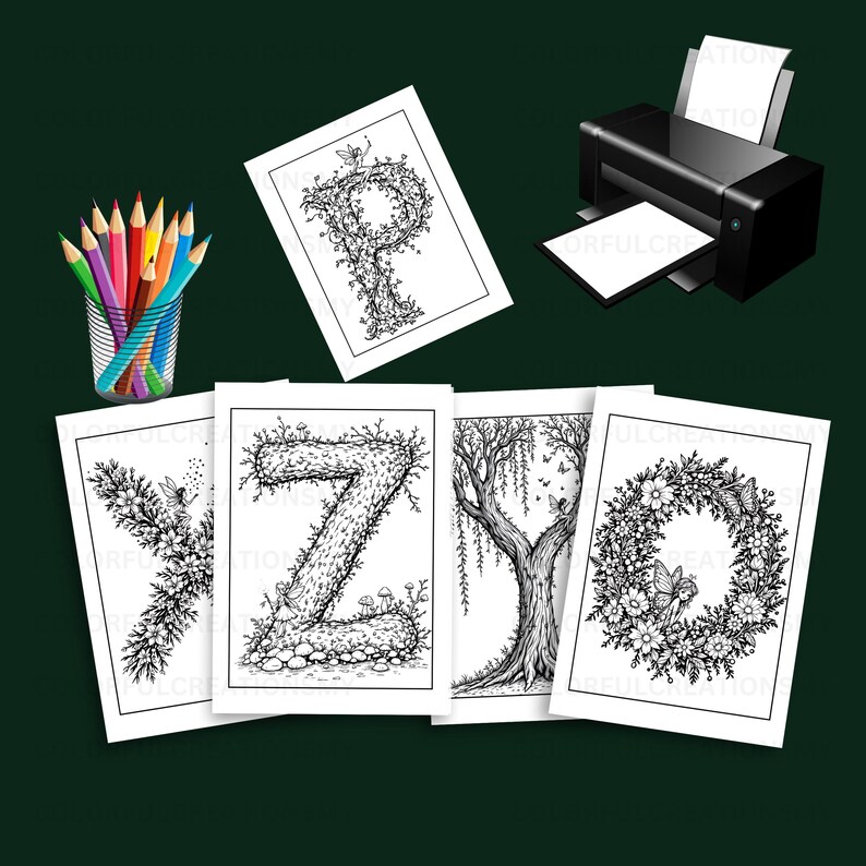 Enchanting Alphabet Coloring Pages, Fairies and Forest-themed Letters ...