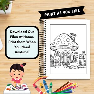 Fairy Tale Mushroom House Coloring Pages for Children Ages 5-8, 25 PDF ...