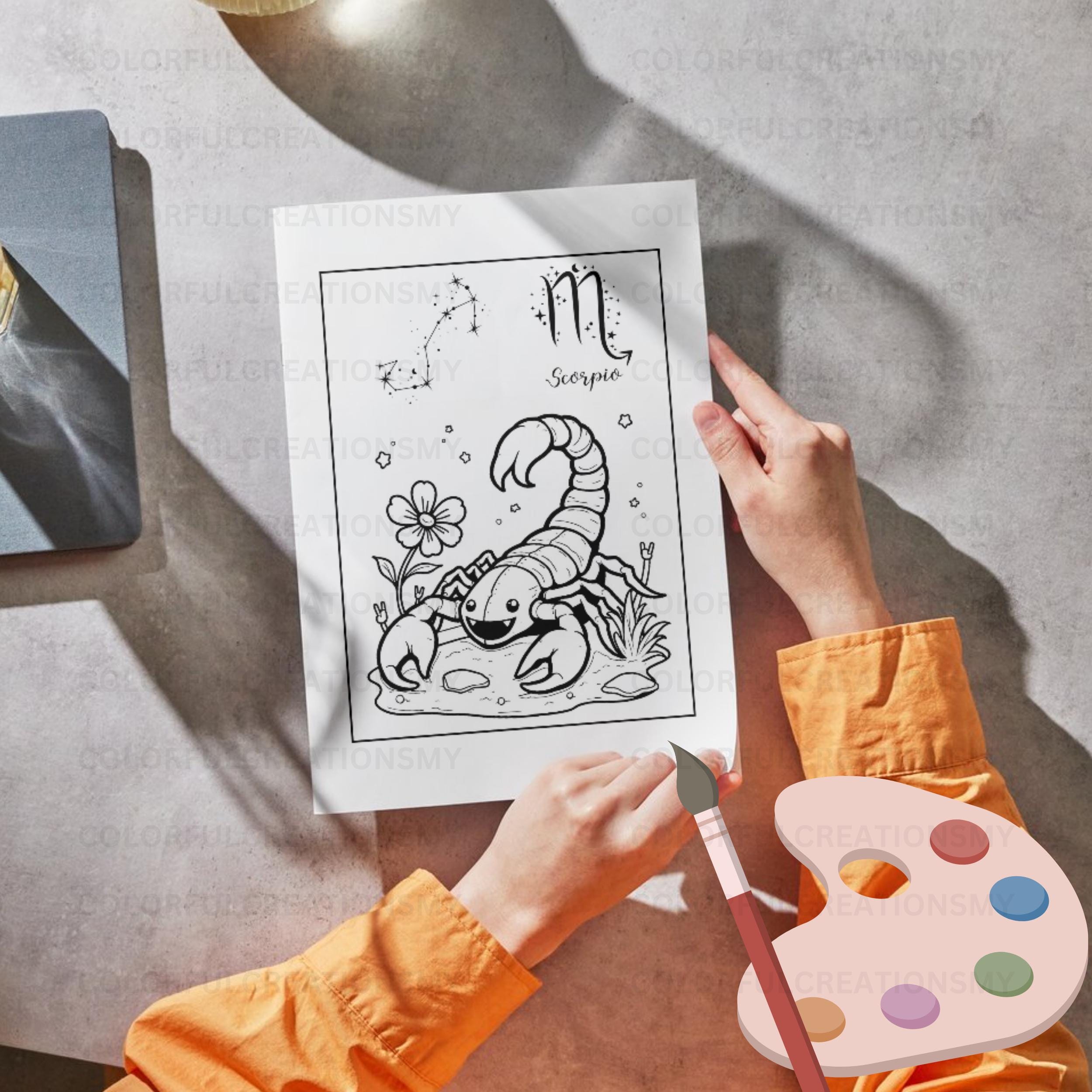 Cute Zodiac Signs Coloring Pages for Kids, 12 Fun Astrology-themed ...