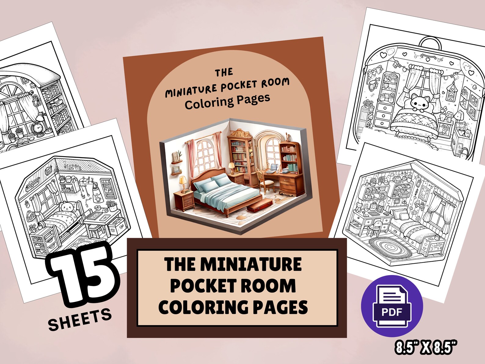 The Miniature Pocket Room Coloring Pages for Kids – 15 Whimsical Tiny ...