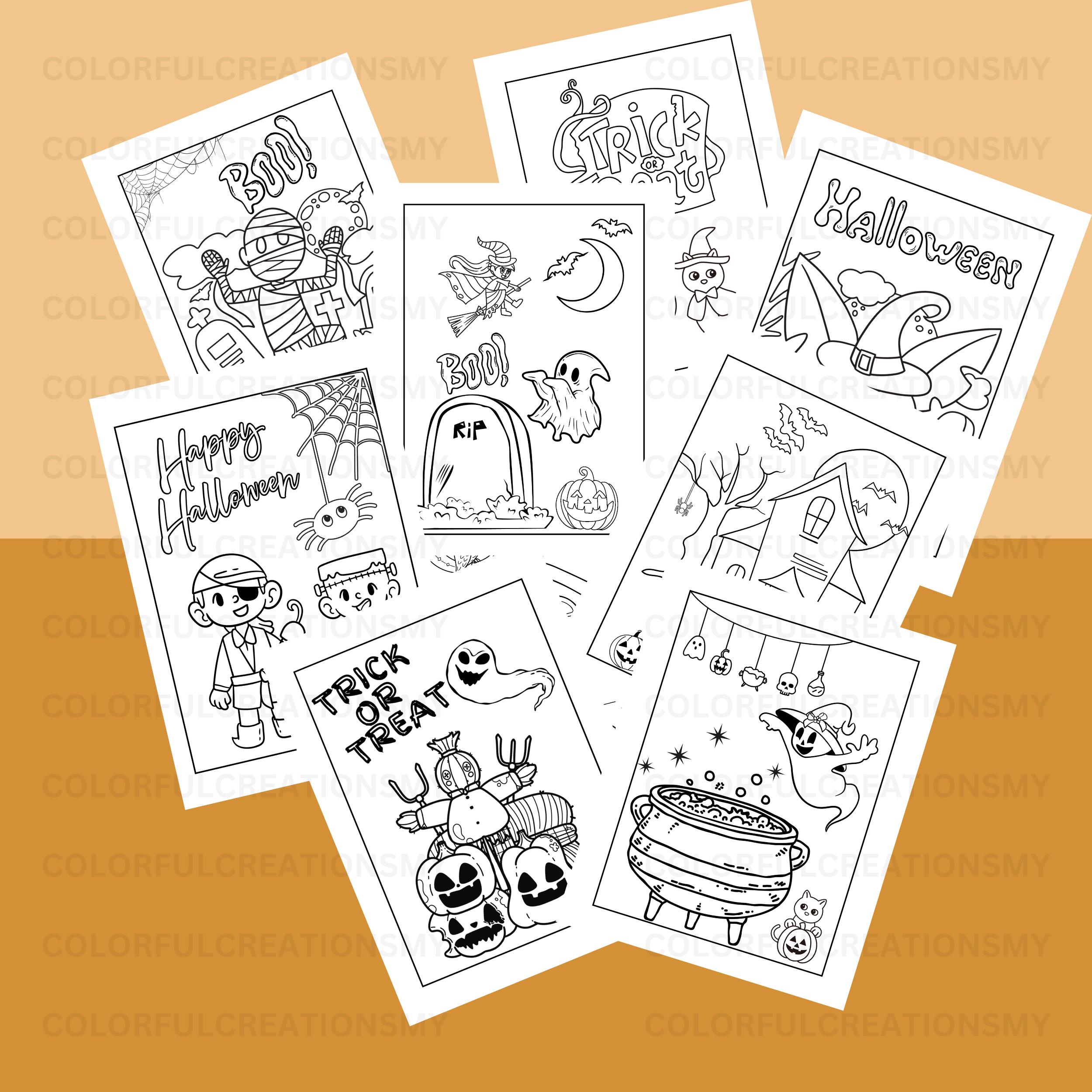 Fun Halloween Coloring Pages for Kids Aged 5-8, 20 Printable PDF, US ...