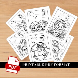 Cute Zodiac Signs Coloring Pages for Kids, 12 Fun Astrology-themed ...