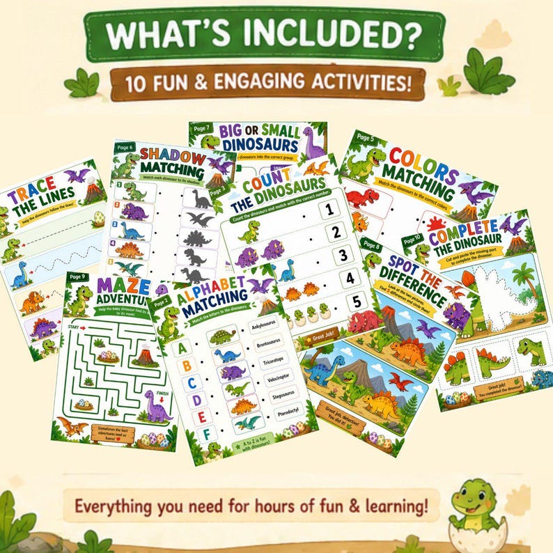 Dinosaur Busy Book Printable | Kids Toddler Preschool Learning ...