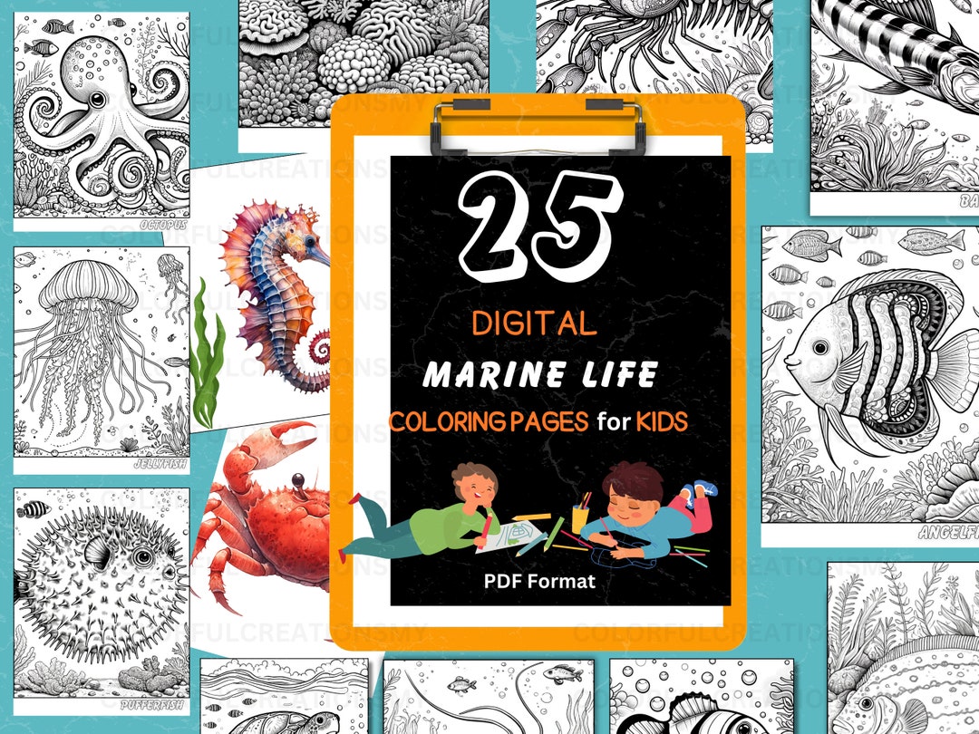 25 Digital Marine Life Coloring Pages for Kids| Unique Educational ...