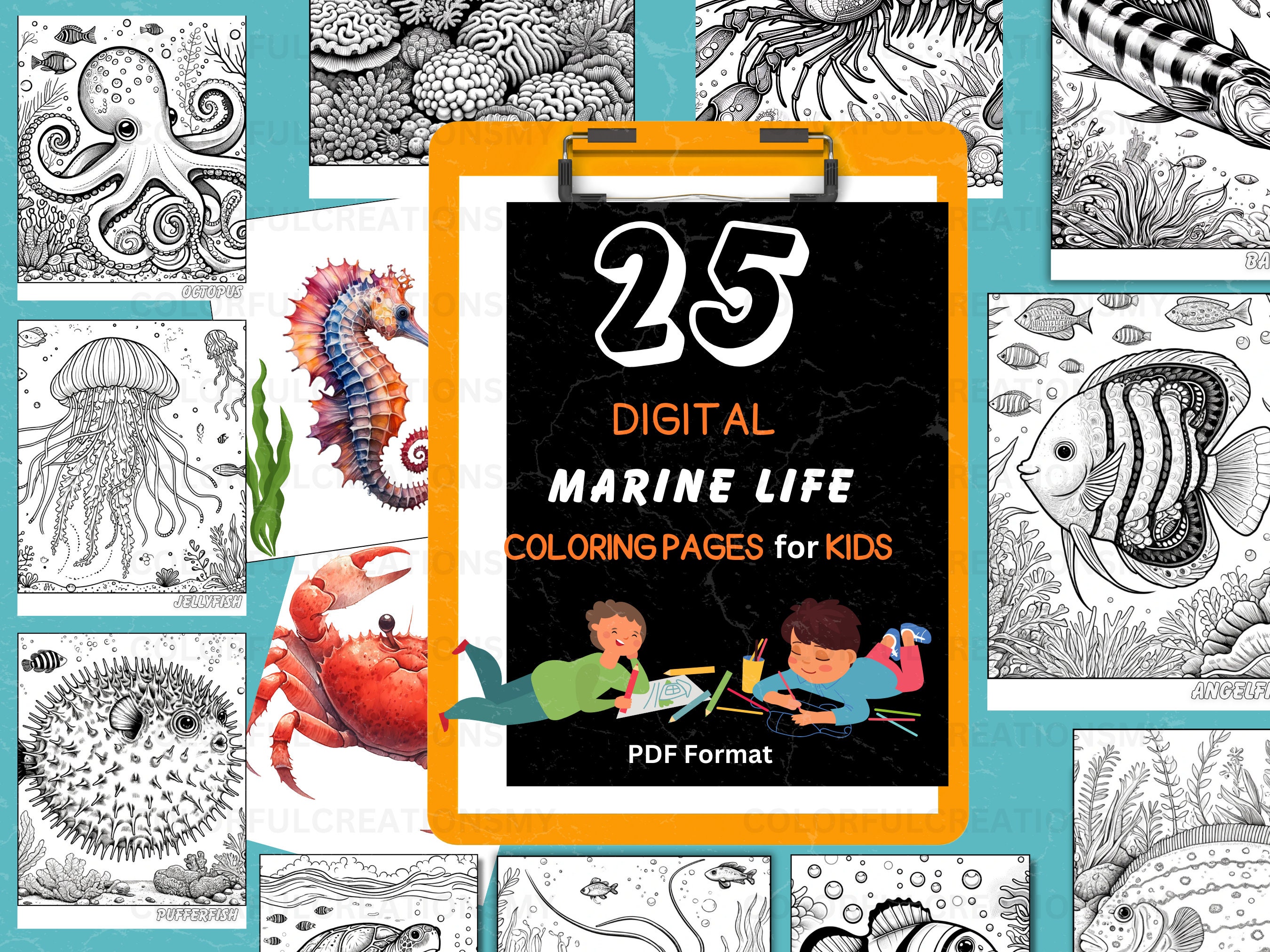 25 Digital Marine Life Coloring Pages for Kids| Unique Educational ...