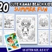 Summer Fun Coloring Pages, 20 Cute Kawaii Beach Kids Coloring Book ...