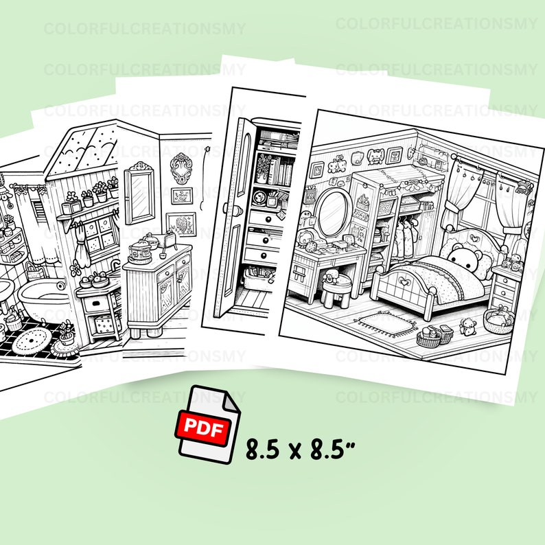 The Miniature Pocket Room Coloring Pages for Kids – 15 Whimsical Tiny ...