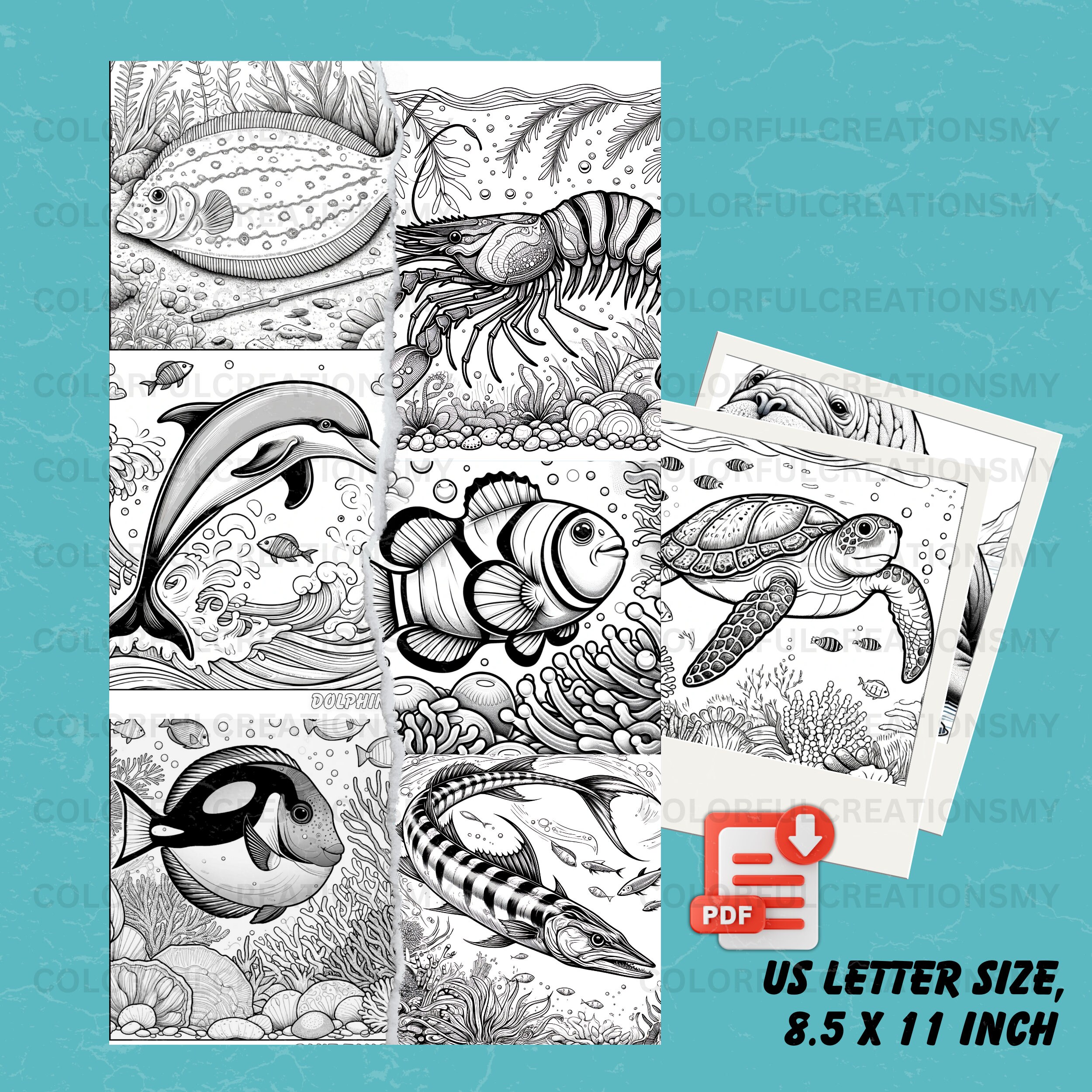 25 Digital Marine Life Coloring Pages for Kids| Unique Educational ...