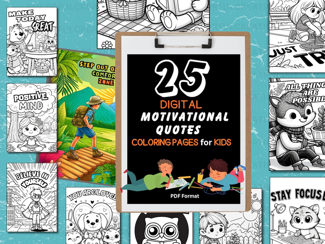 25 Digital Motivational Quotes Coloring Pages for Kids, Educational PDF ...