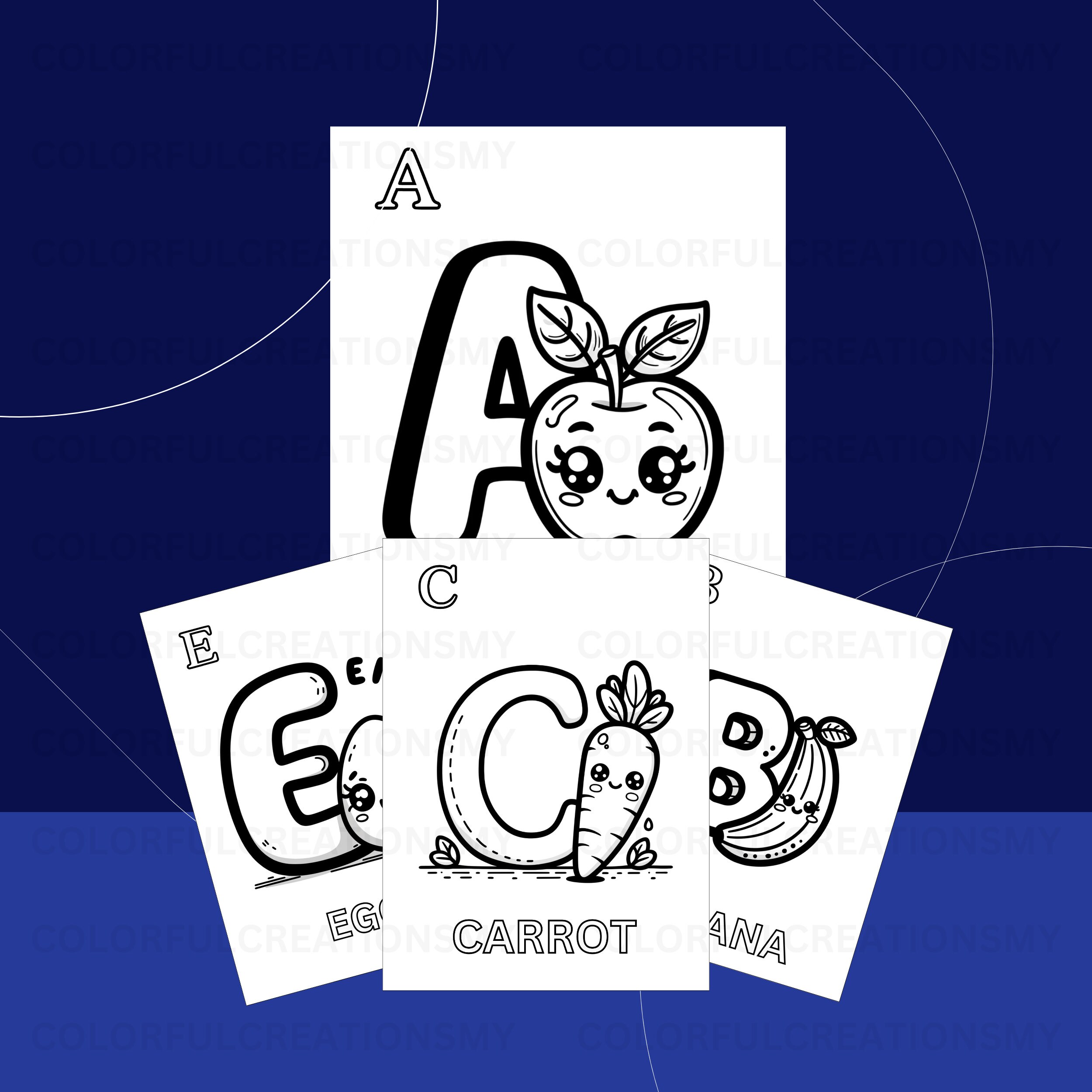 Kids Learn & Color Digital Book ABC Food Theme PDF Fun Educational ...