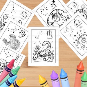 Cute Zodiac Signs Coloring Pages for Kids, 12 Fun Astrology-themed ...