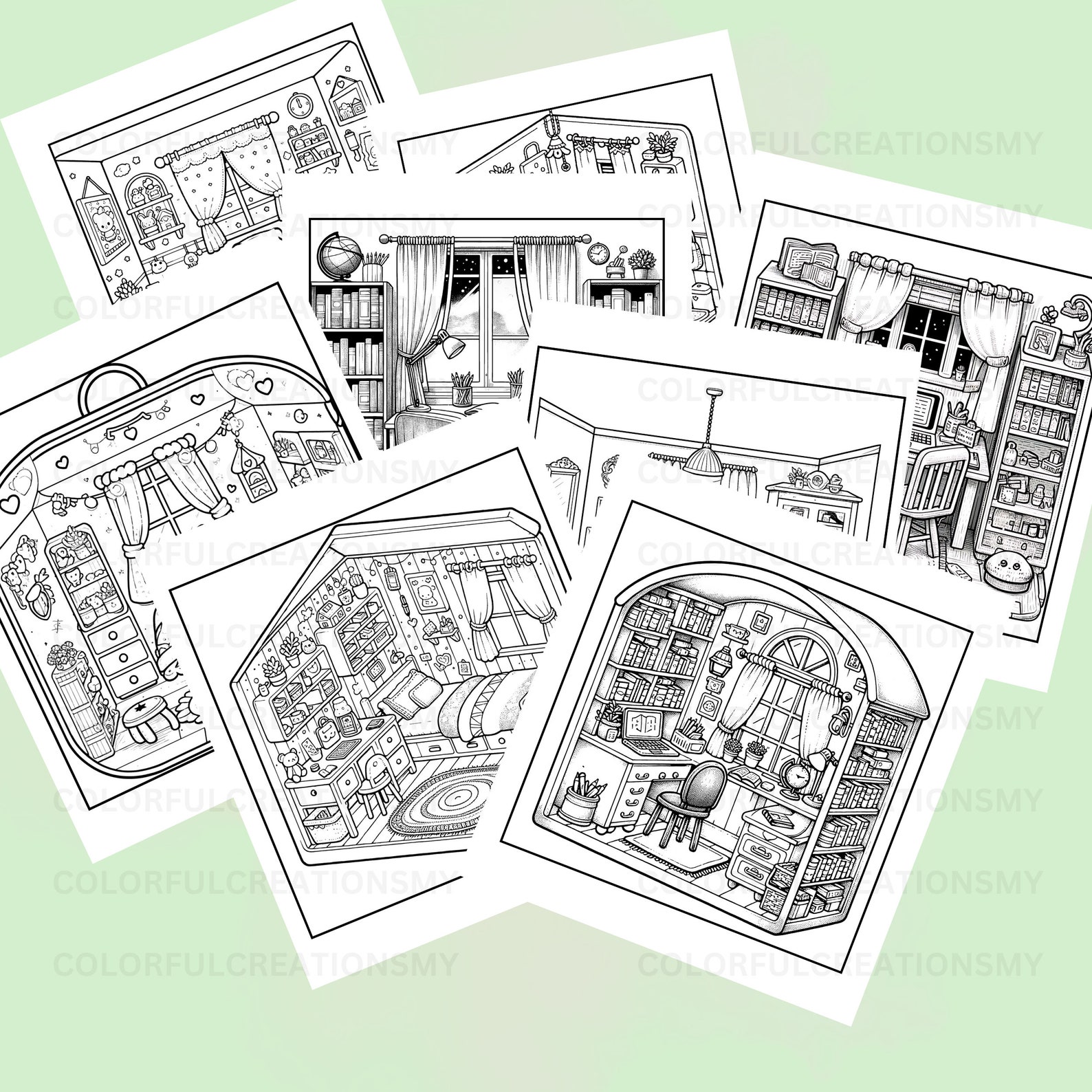 The Miniature Pocket Room Coloring Pages for Kids – 15 Whimsical Tiny ...