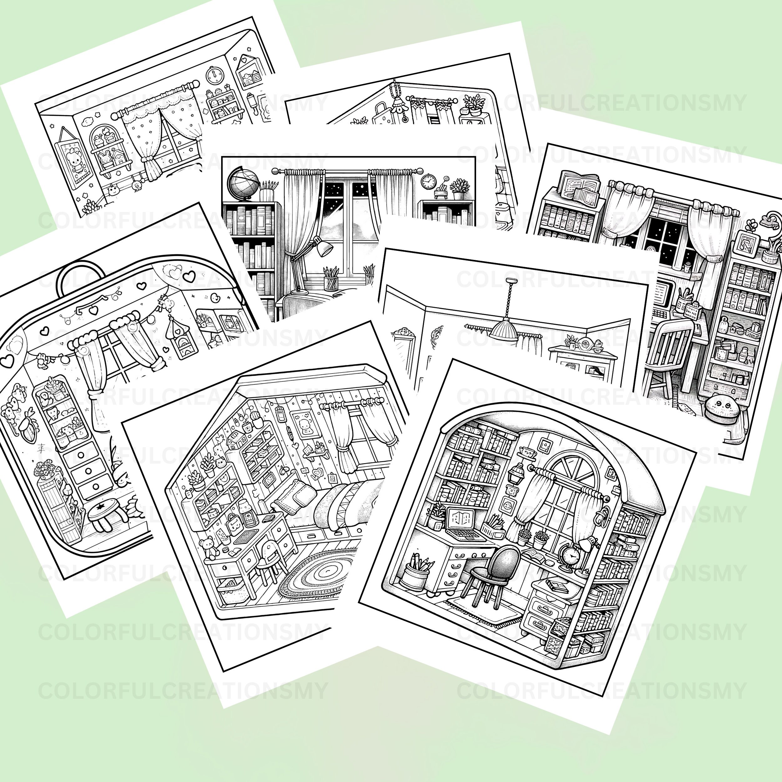The Miniature Pocket Room Coloring Pages for Kids – 15 Whimsical Tiny ...