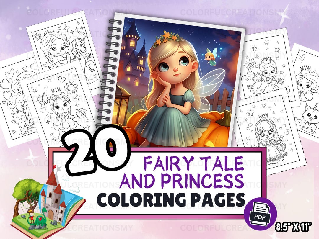 Fairy Tale and Princess Coloring Page, Magical Fairy Tale Adventures ...