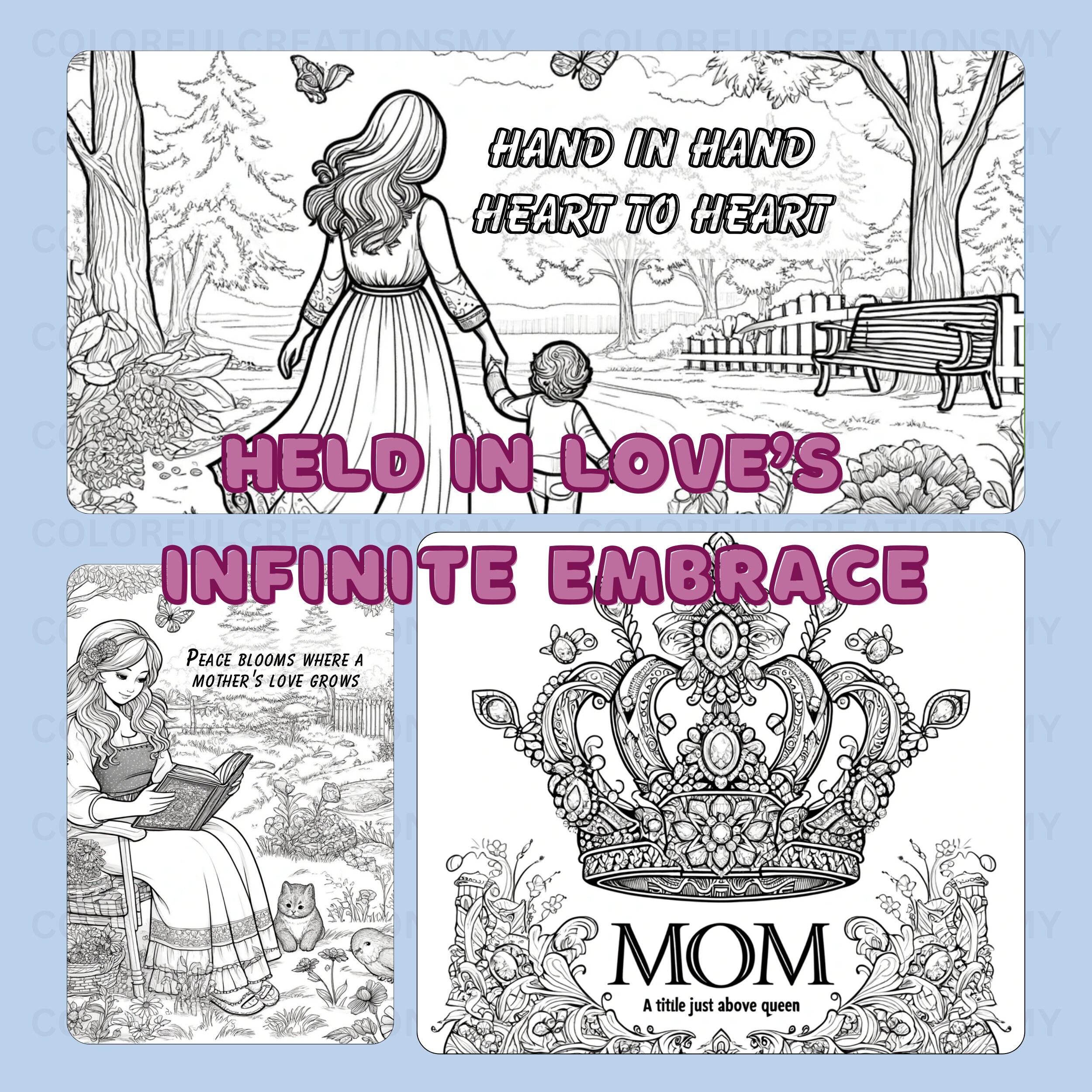Happy Mother's Day Coloring Pages Digital Download, Floral Themes With ...