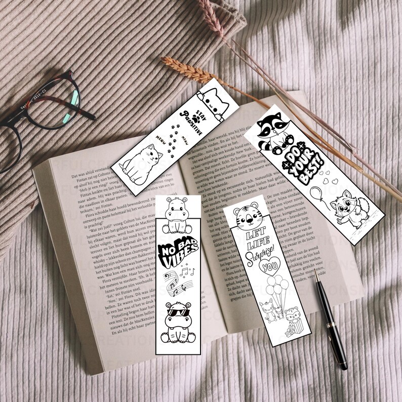 Coloring Bookmarks With Motivational Quotes, Printable Animal-themed ...