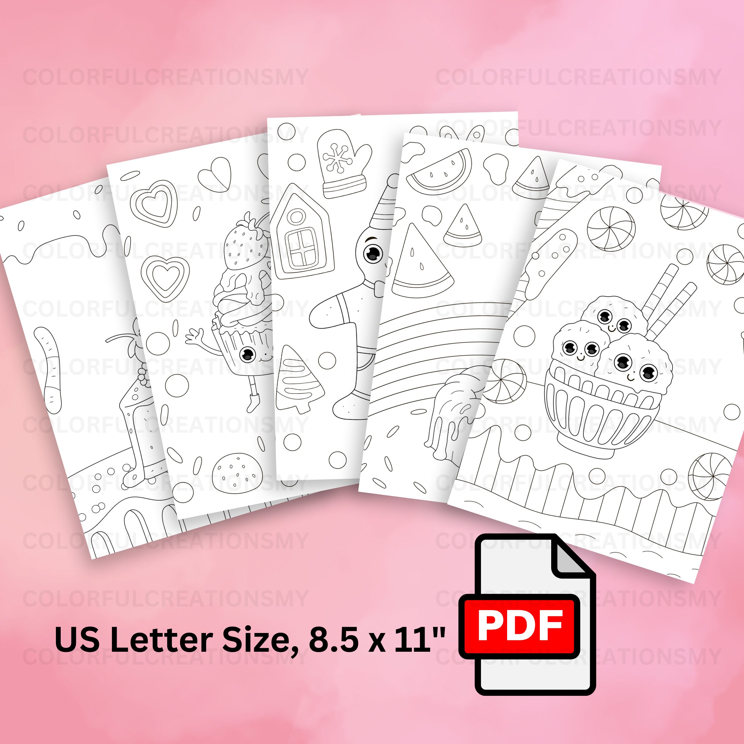 Kawaii Candy Coloring Fun for Kids| 30 Sweet Adorable Foodie| Sweet ...