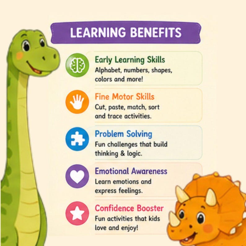 Dinosaur Busy Book Printable | Kids Toddler Preschool Learning ...