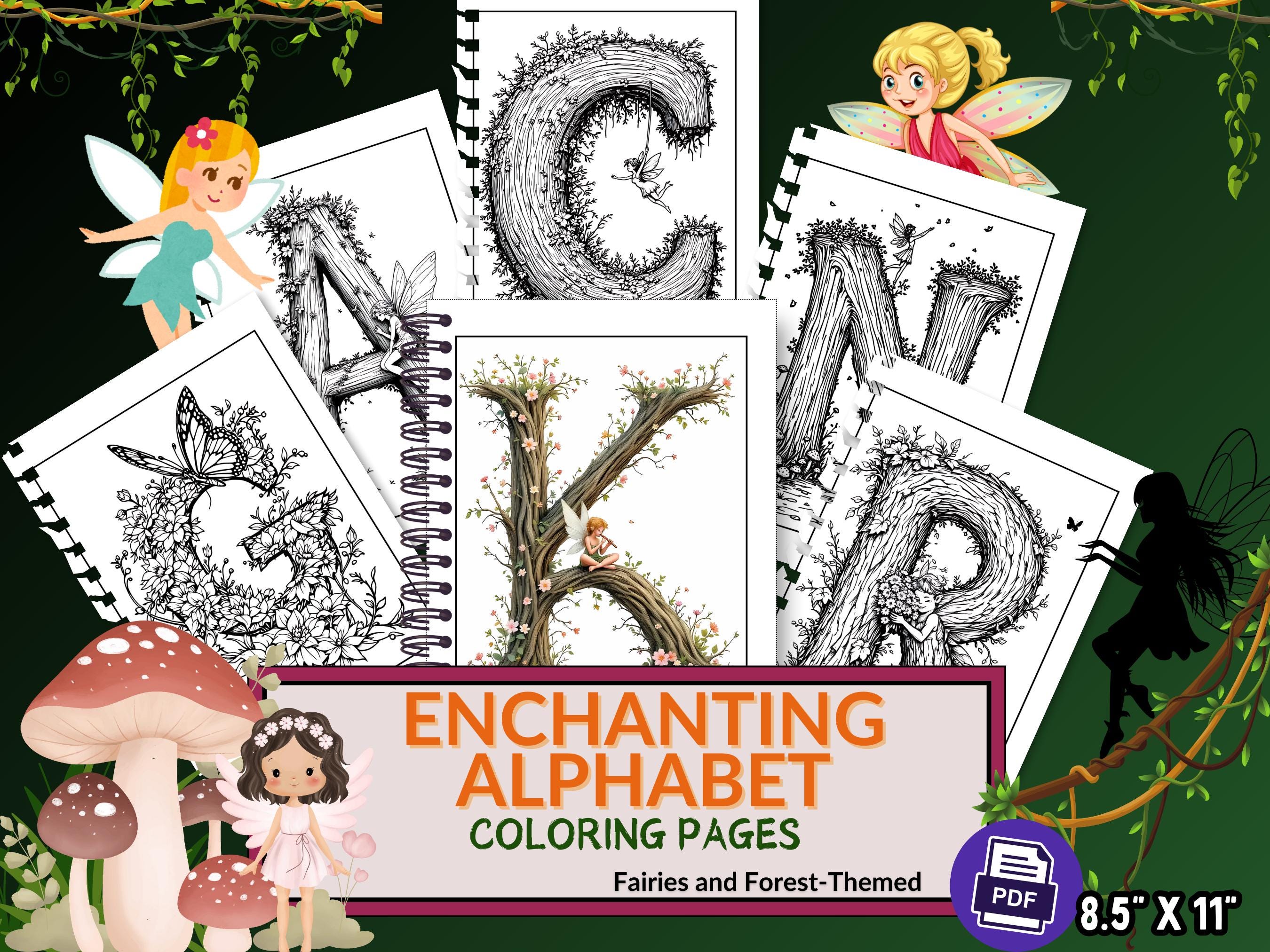 Enchanting Alphabet Coloring Pages, Fairies and Forest-themed Letters ...