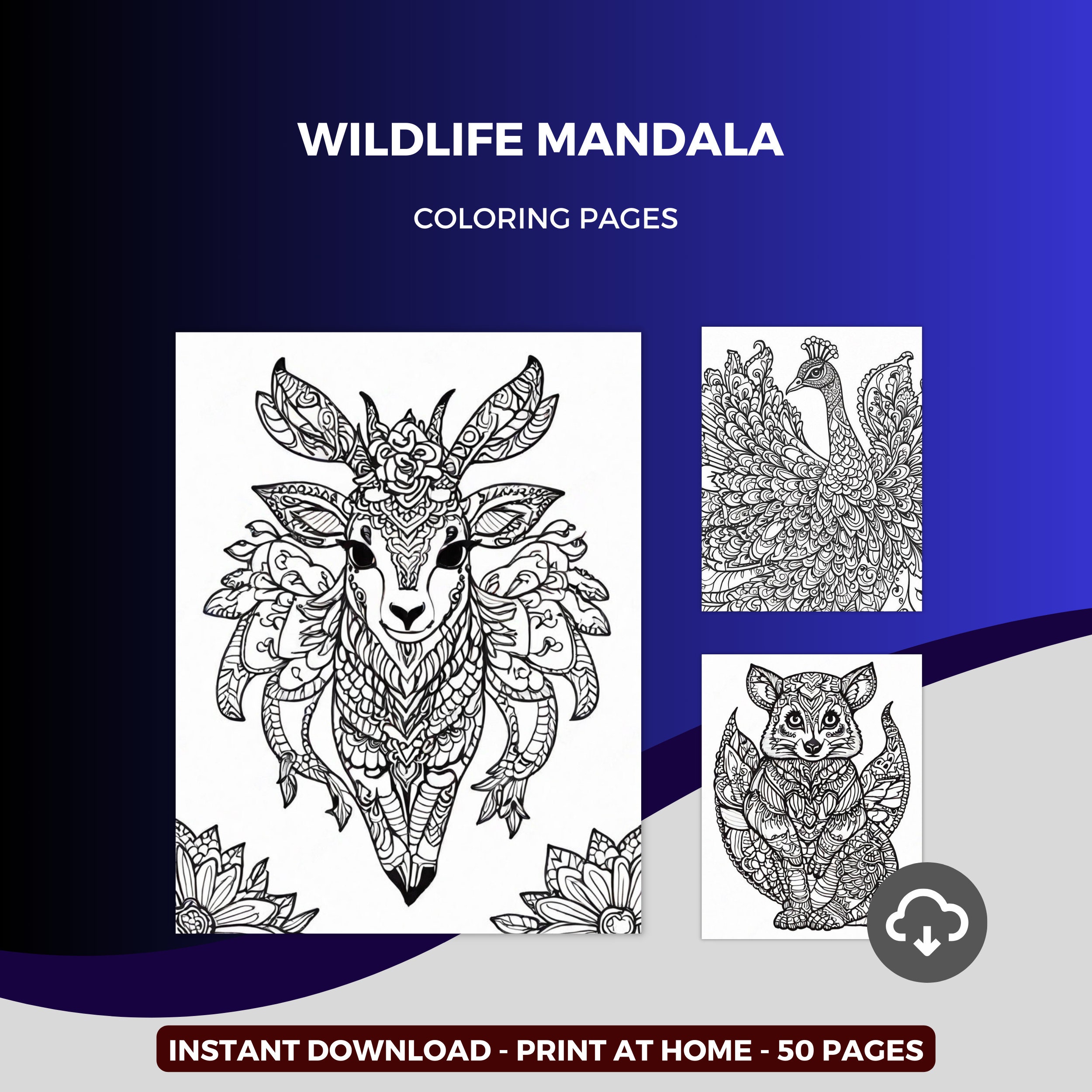 50 Wildlife Mandala Coloring Pages Relaxing Coloring Pages Printable ...