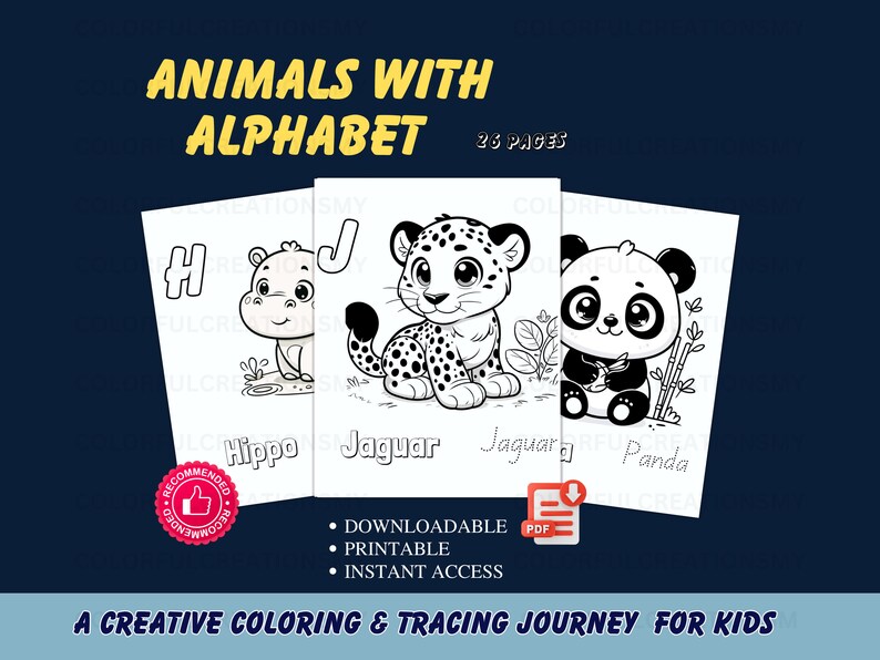 Cute Animal Coloring & Letter Tracing| Alphabet Coloring Book| Engaging ...
