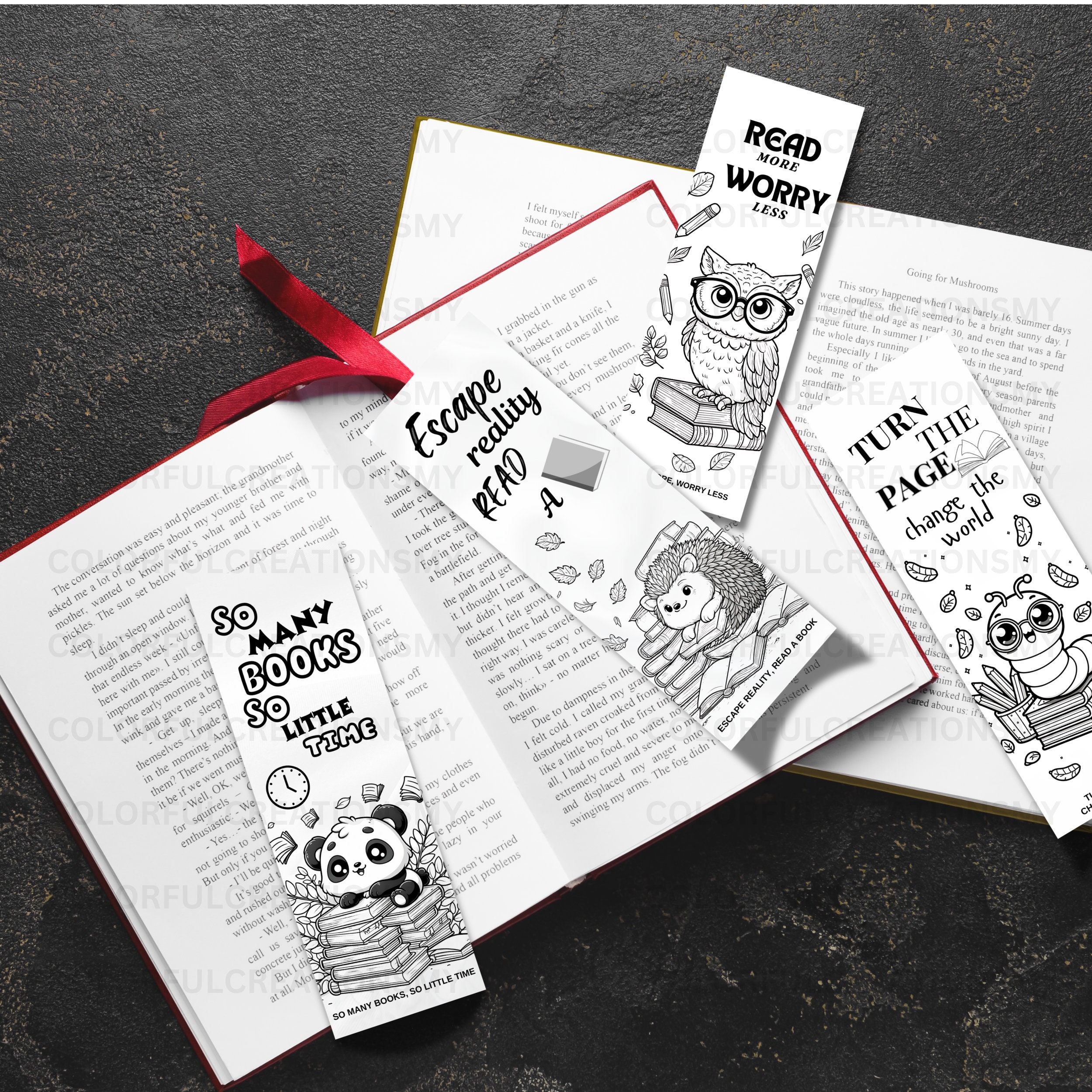 Printable Bookmarks Set, Downloadable Bookmarks for Book Lovers ...