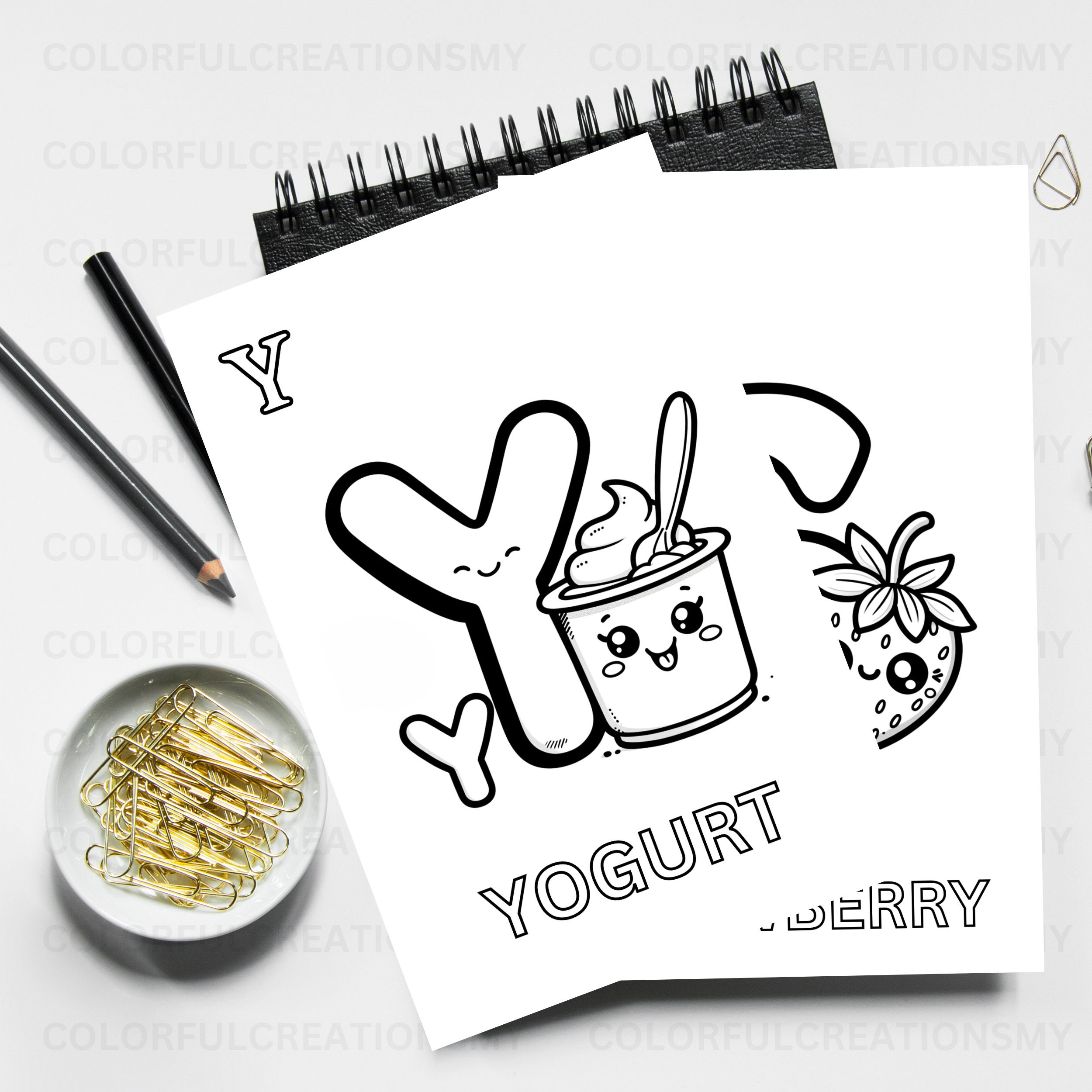 Kids Learn & Color Digital Book ABC Food Theme PDF Fun Educational ...