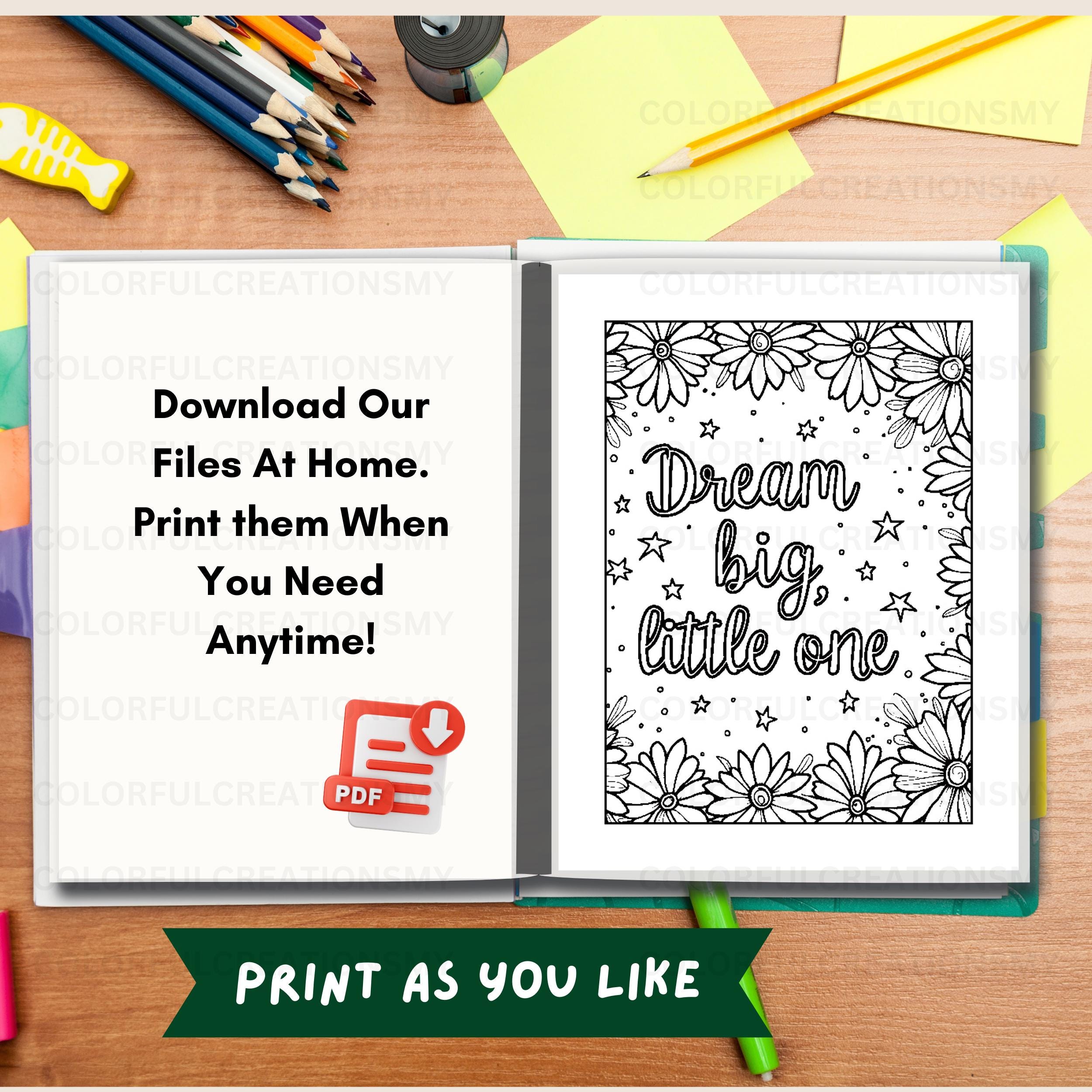 Motivational Mandala Coloring Pages for Kids & Adults, 20 Inspirational ...