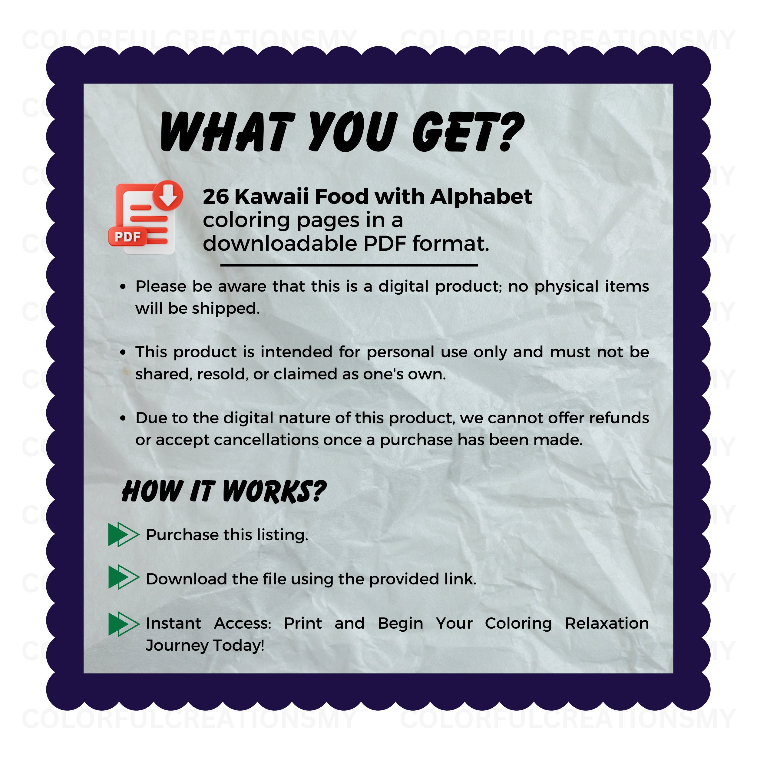 Kids Learn & Color Digital Book ABC Food Theme PDF Fun Educational ...