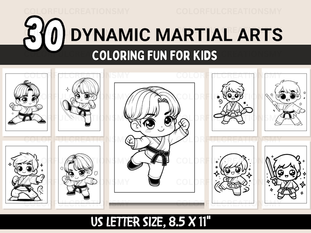 30 Dynamic Martial Arts Coloring Pages for Kids Fun and Engaging ...