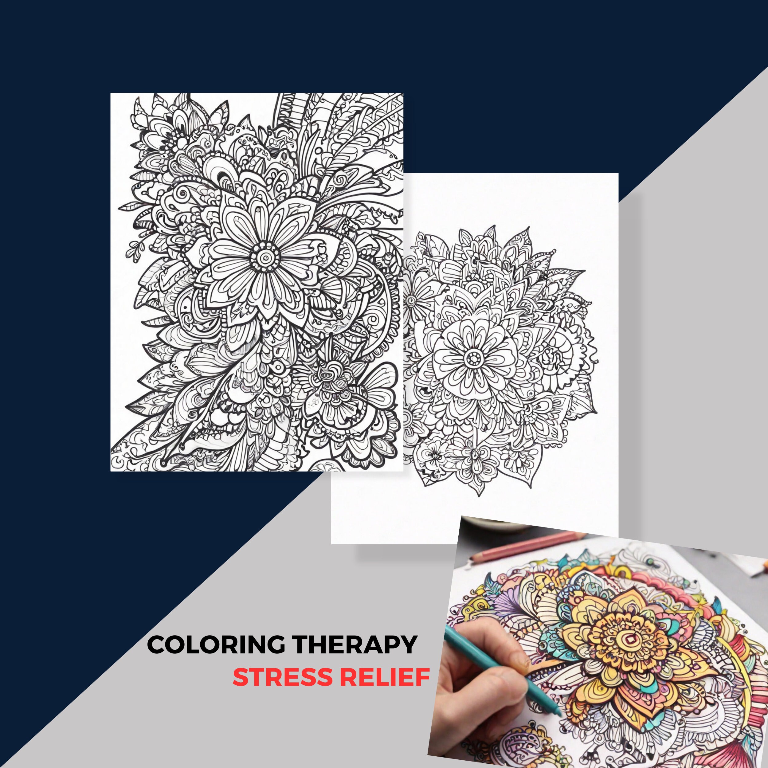 Stress-relief Floral Mandalas Coloring Pages : 100 Unique Pages for Art ...