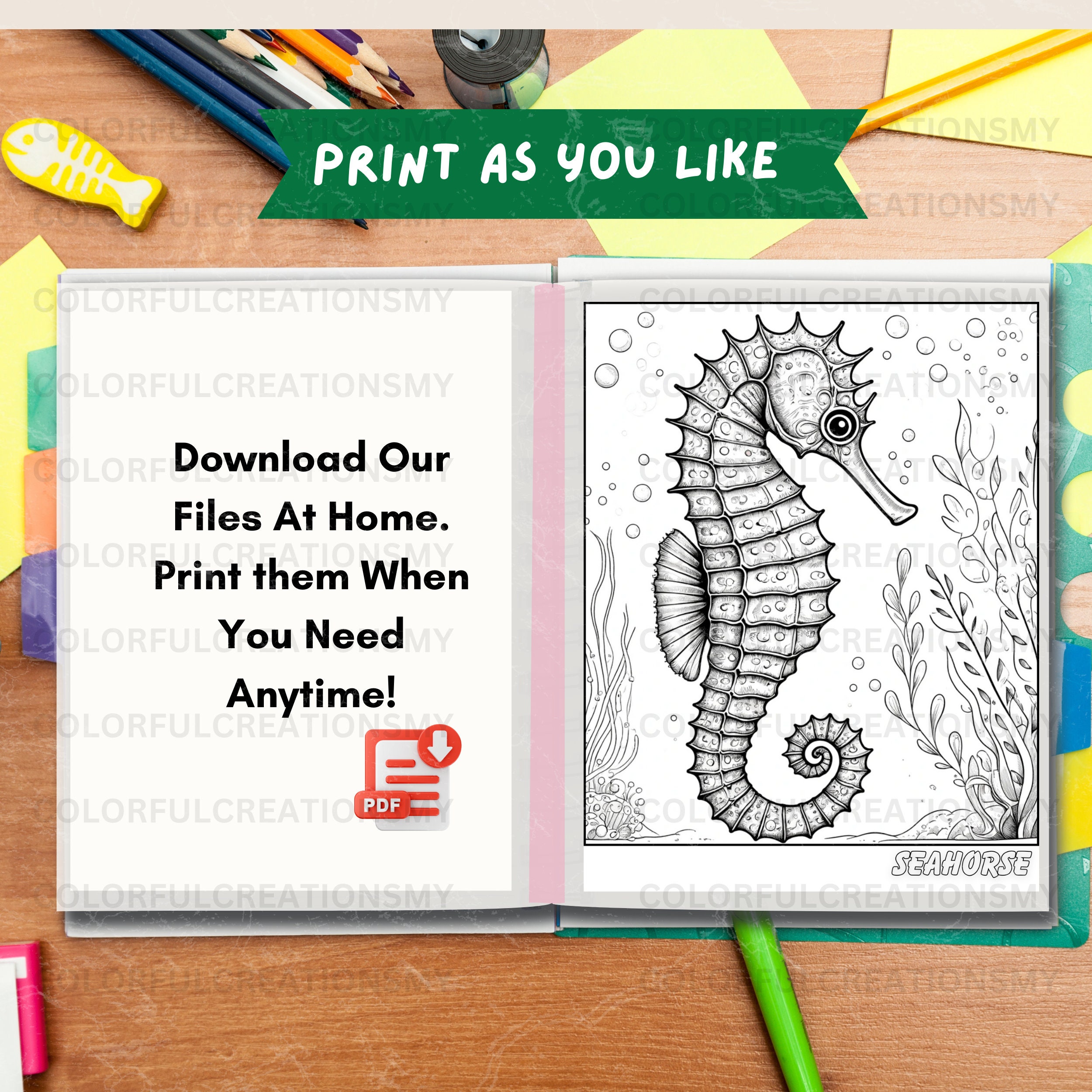 25 Digital Marine Life Coloring Pages for Kids| Unique Educational ...