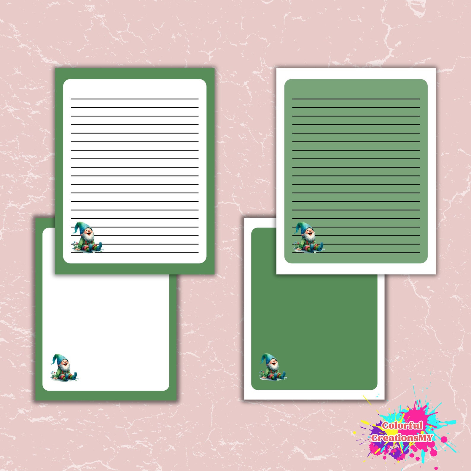 Printable Stationery PDF, Digital Journal Pages, Letter Size 8.5x11, 12 ...
