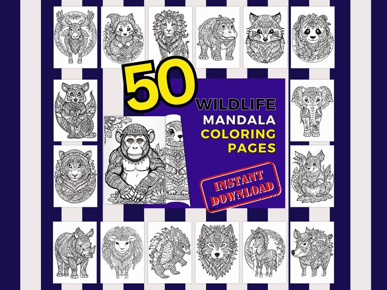 50 Wildlife Mandala Coloring Pages Relaxing Coloring Pages Printable ...