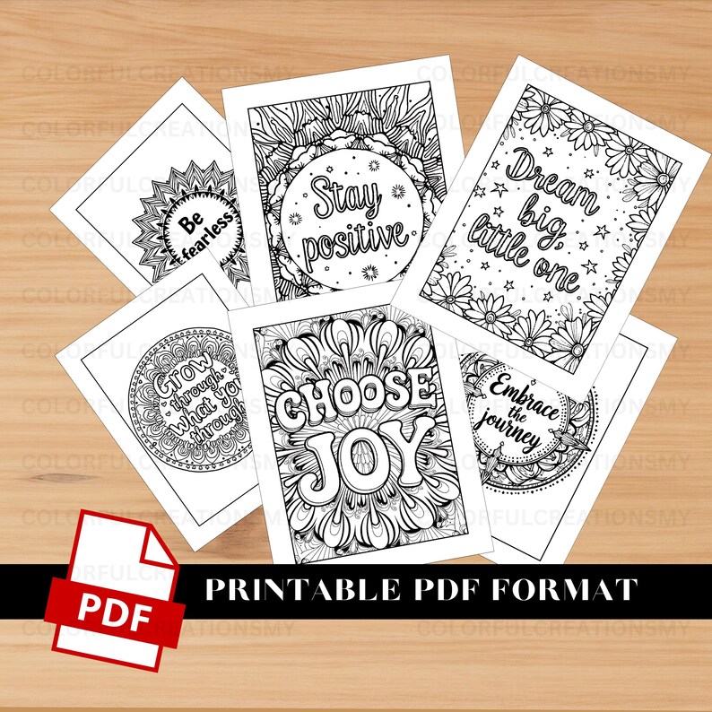 Motivational Mandala Coloring Pages for Kids & Adults, 20 Inspirational ...