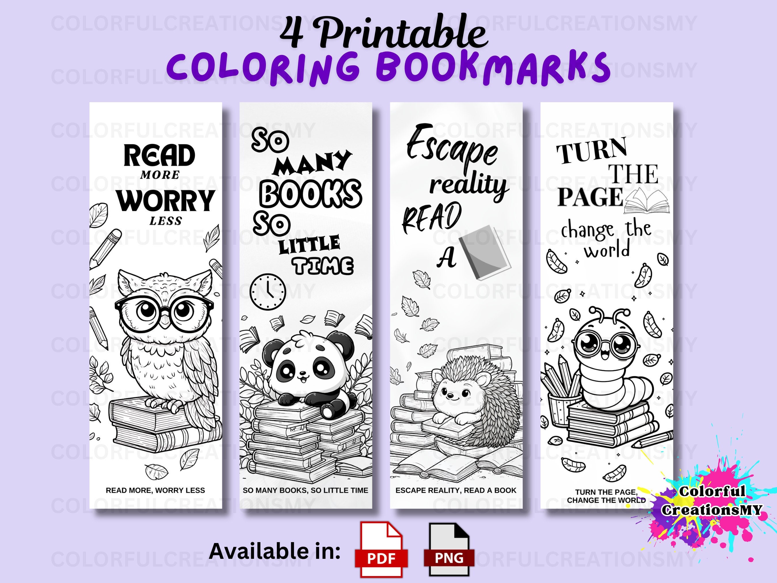 Printable Bookmarks Set, Downloadable Bookmarks for Book Lovers ...
